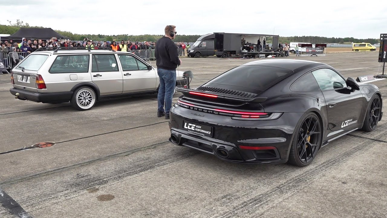 Porsche 992 Turbo S ES900 vs 700HP Volkswagen Passat 32b Syncro Turbo ...