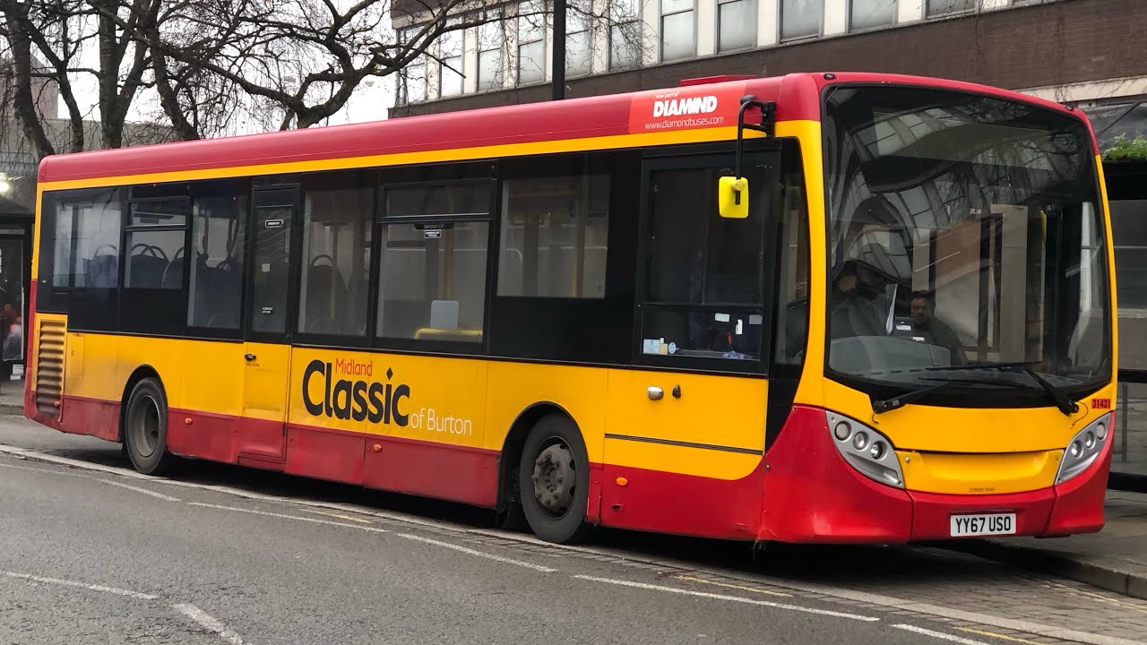 Diamond East Midlands Bus 31431 - YY67 USO On The X12 To Burton - YouTube