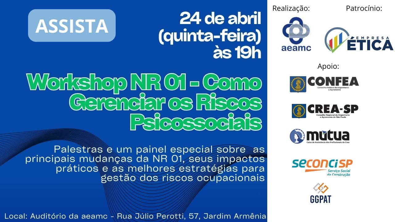 Workshop NR 01 - Como Gerenciar os Riscos Psicossociais - YouTube