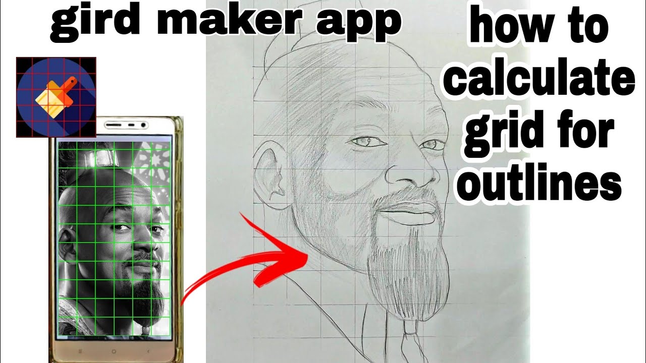 how to draw outline for beginners | grid method outline on A4 size ...