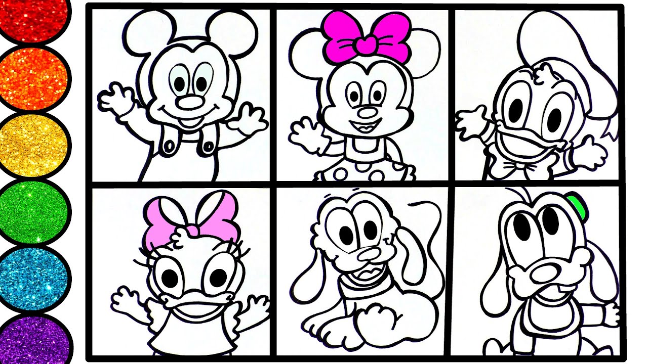 How to draw Mickey Mouse Club as babies- Minnie Mouse Daisy Pluto and ...