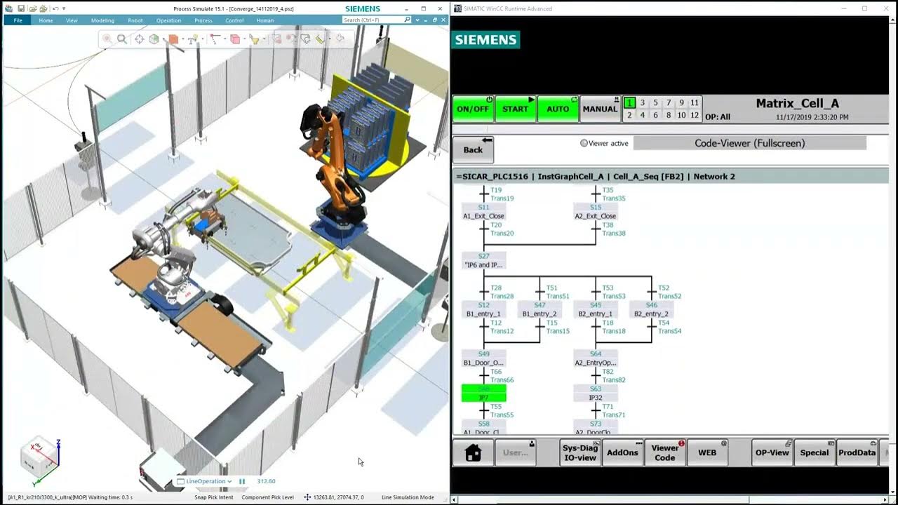 Siemens Process Simulate Virtual Commissioning with plc and AGVs - YouTube