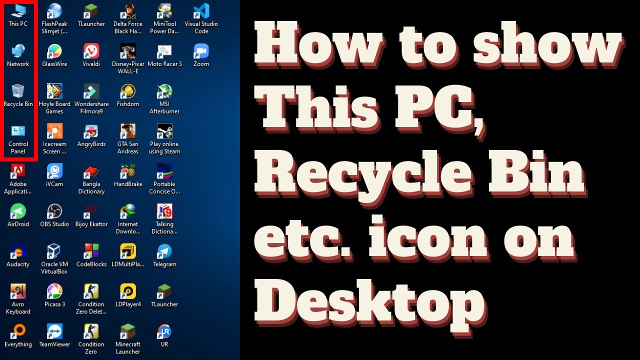 How to show This Pc, Recycle Bin etc. icon on Desktop | Windows 10 ...