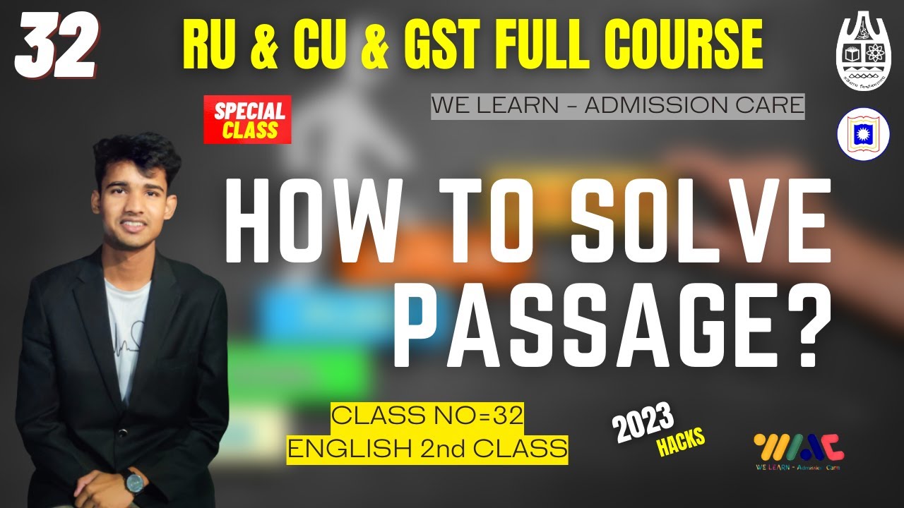 How to solve Passage? || RU & CU & GST Full Course || @welearn335 - YouTube