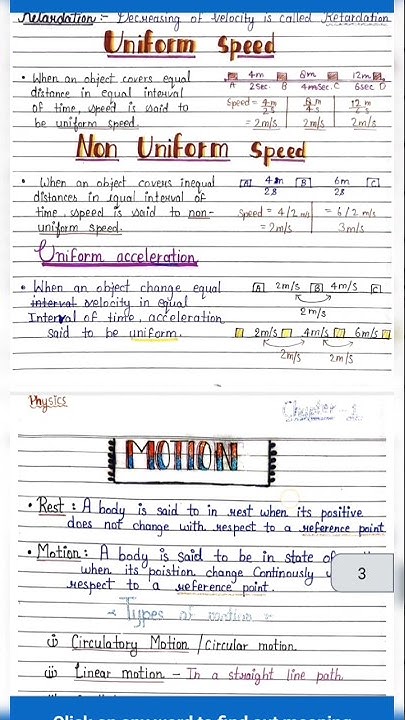class 9 science chapter 8 motion notes (ncert)#shorts - YouTube