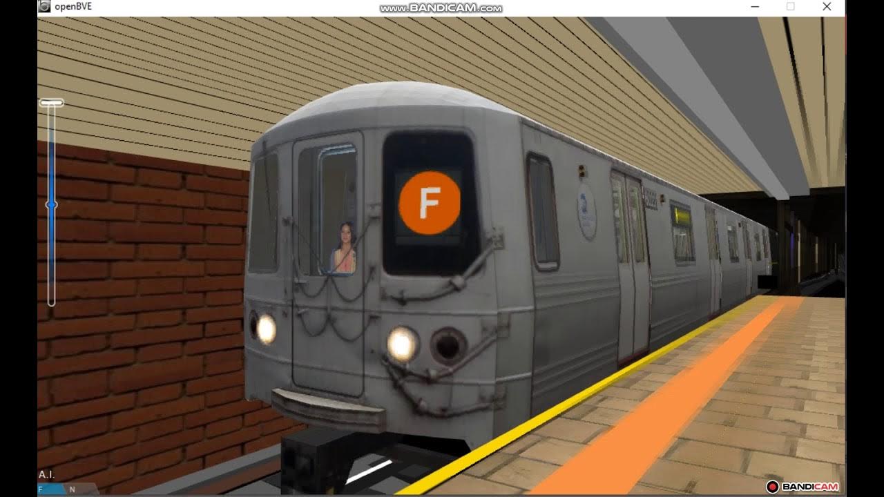 openbve r46 f train arriving & departing at lexington avenue 63rd street - YouTube