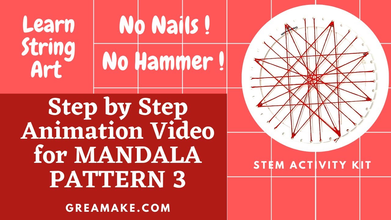 Animation Tutorial DIY MANDALA PATTERN 3 GreaMake String Art without ...