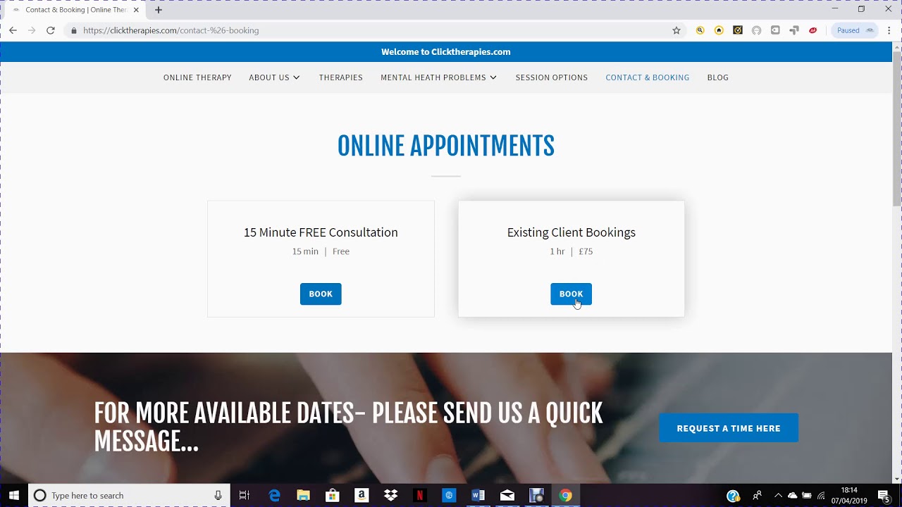 Existing Client Online Therapy Bookings - YouTube