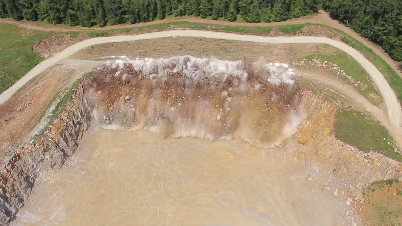 UPVISION - 7 tons of explosives blasting in quarry Mokra - YouTube