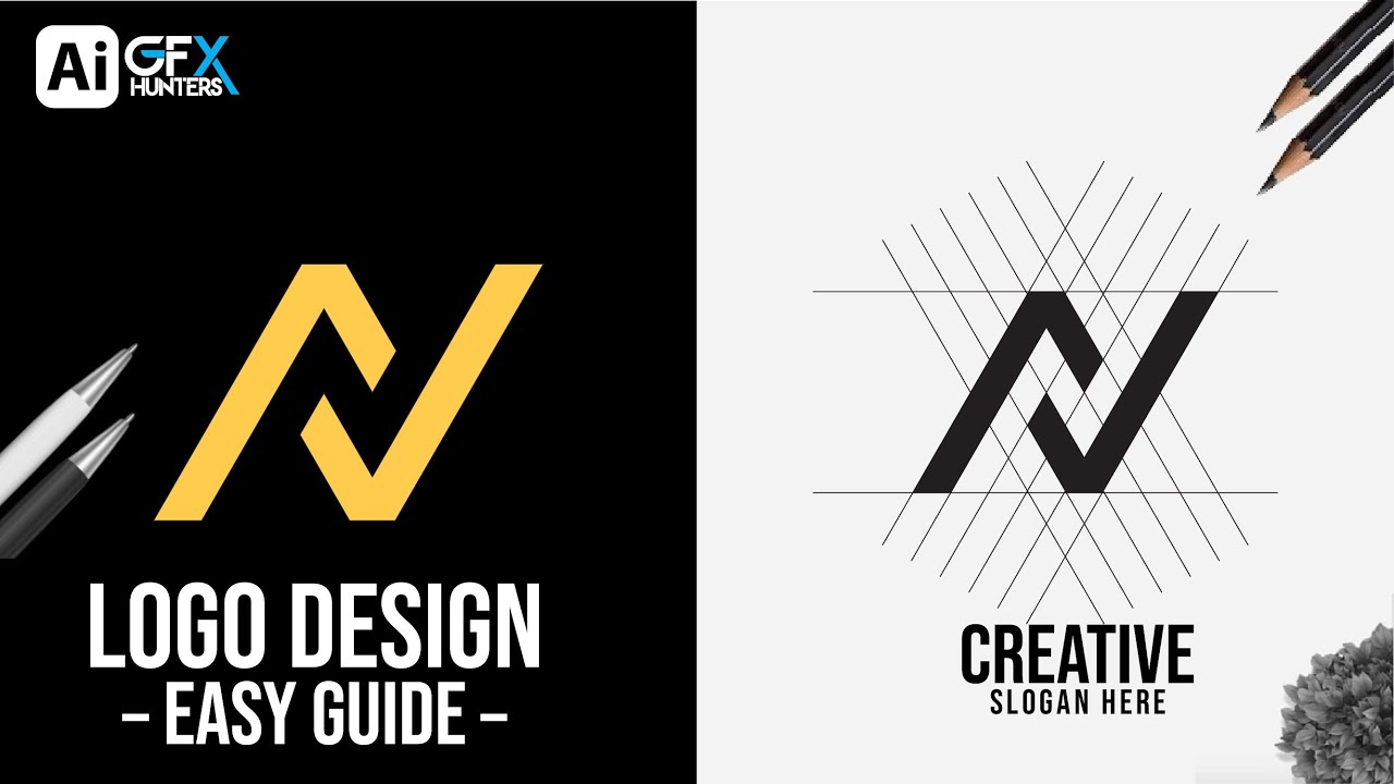 Geometric N Grid Logo Design | Minimal Modern Branding | Creative Logo ...