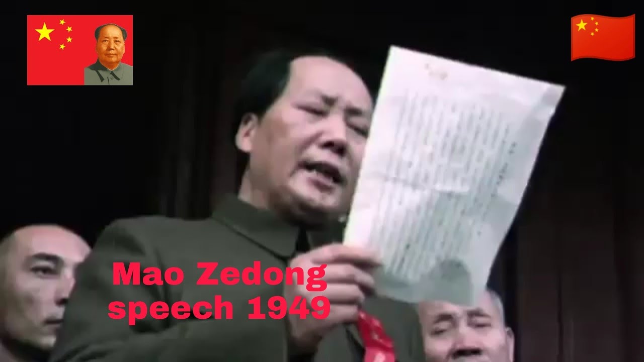 Mao Zedong announces people's republic of China 1949. Mao Zedong speech ...