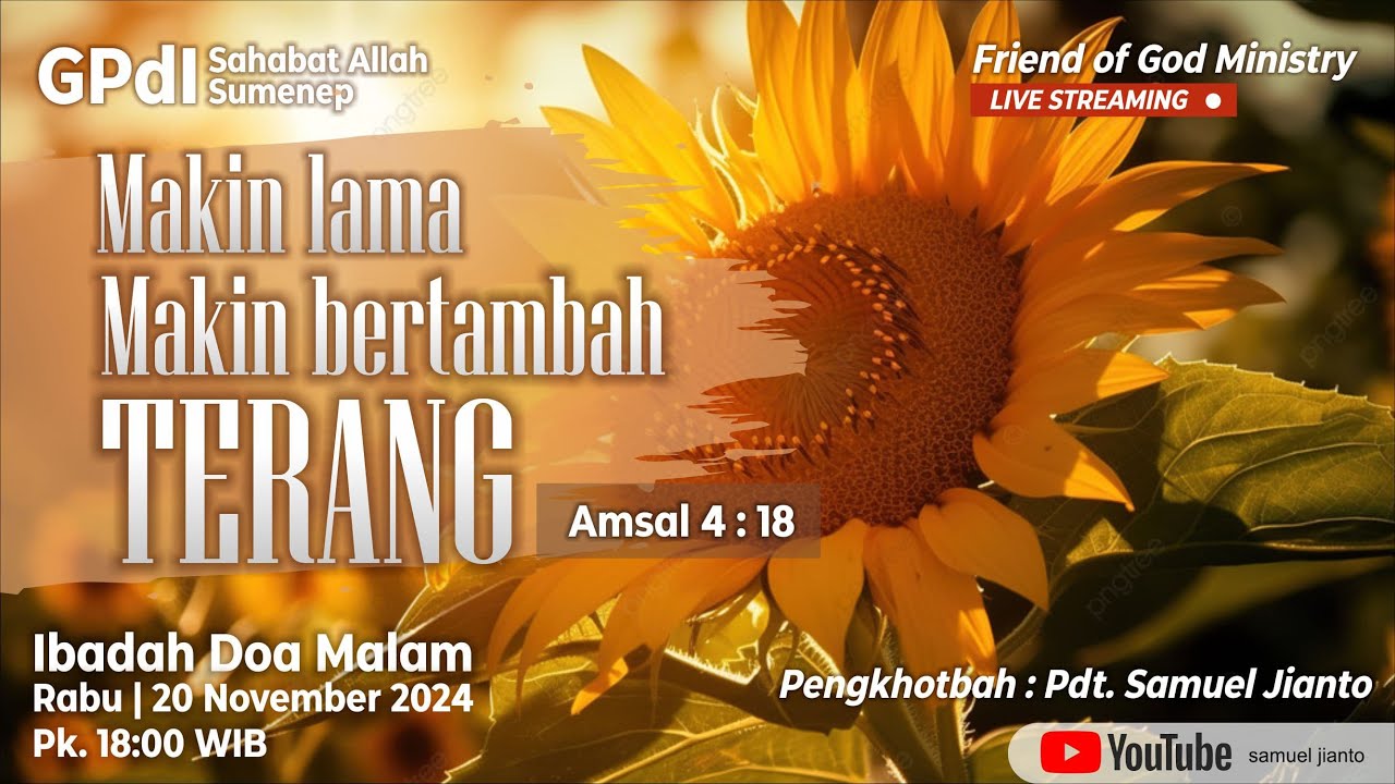 [FGM/SA] Ibadah Doa Malam 20 November 2024 - Pdt Samuel Jianto - YouTube