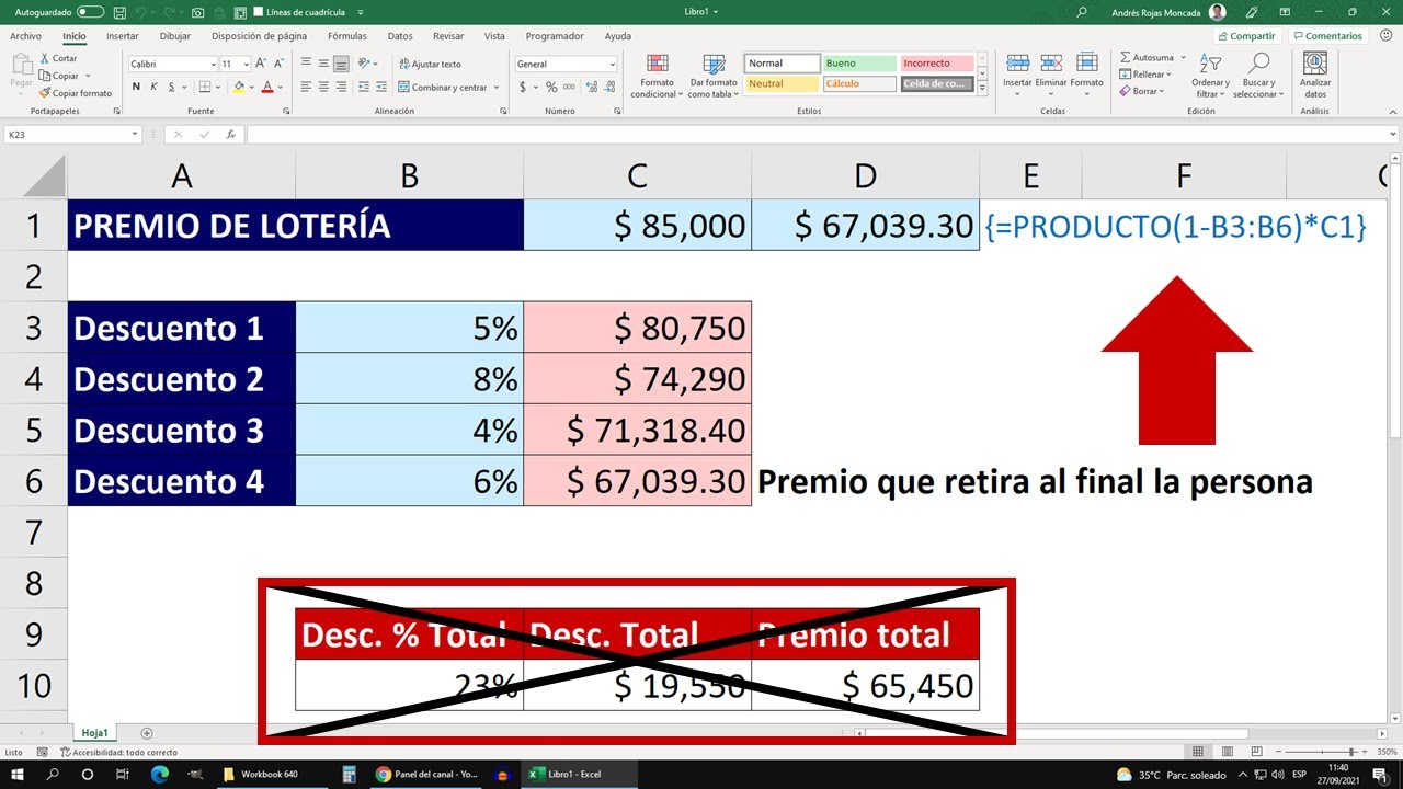 C mo Calcular Descuentos En Serie Correctamente En Excel YouTube