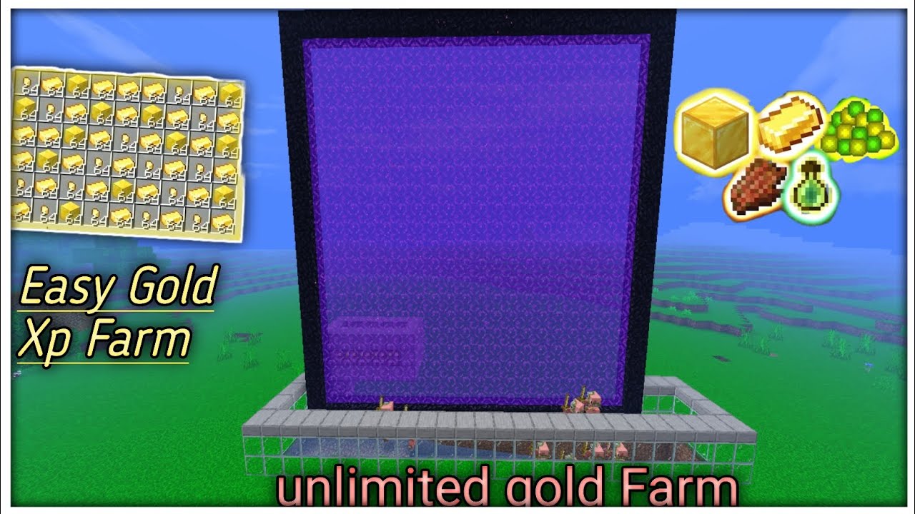 Minecraft pe unlimited and automatic Gold/Xp Farm ||Minecraft Gold Farm ...