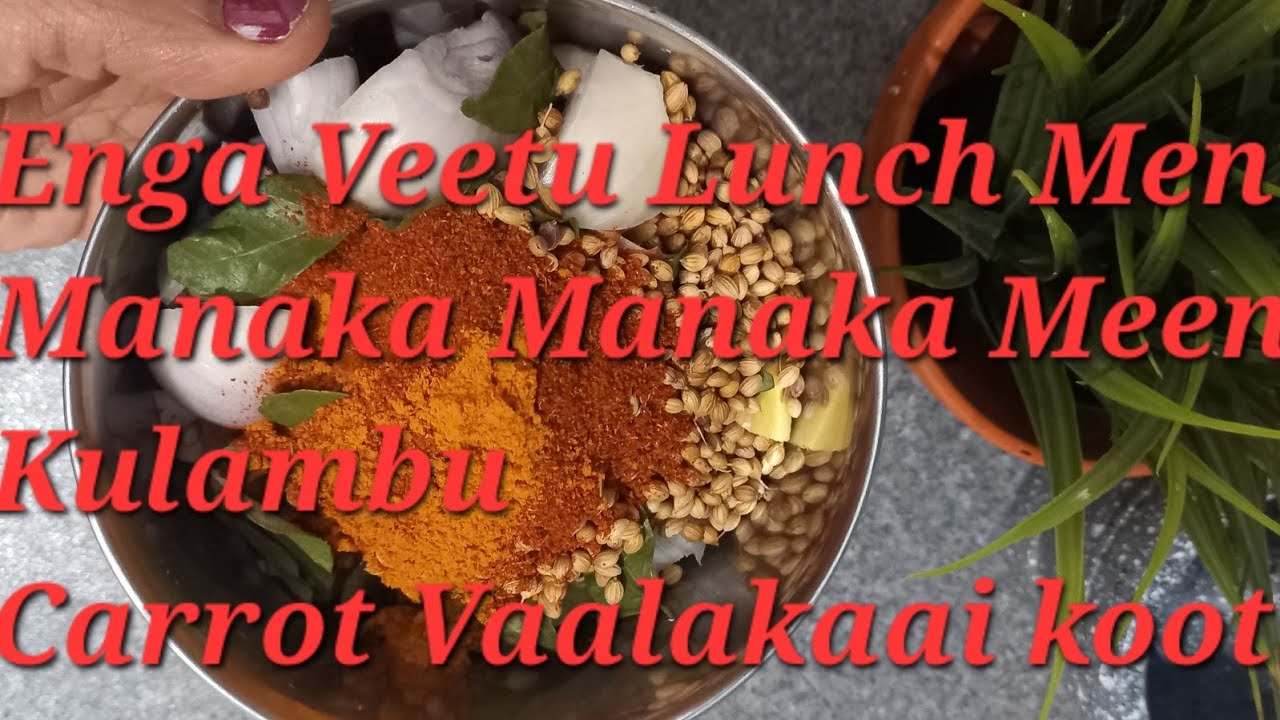 Video Potachu/Lunch Menu/Meen Curry/Vaalaka Carrot Pasi Payar Kootu ...