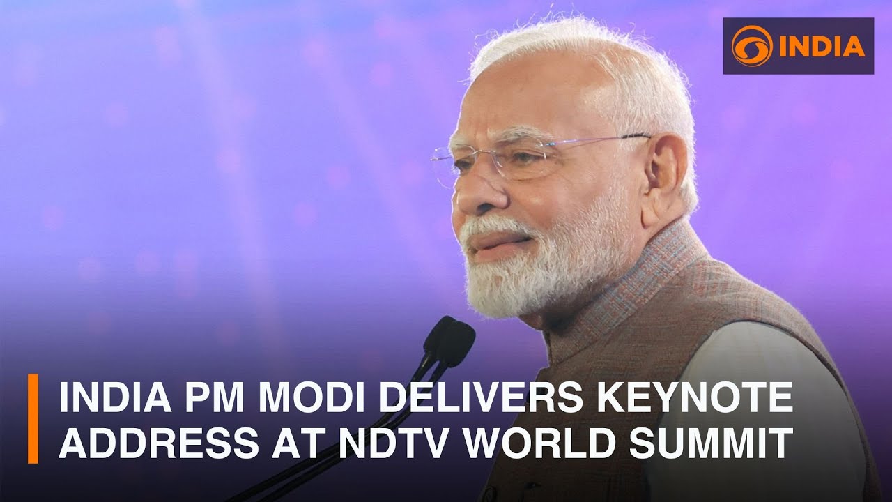 India PM Modi delivers keynote address at NDTV World Summit - YouTube