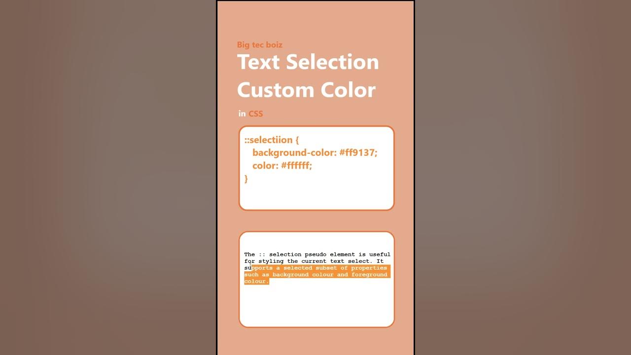Text Selection Custom Color Shorts Html Html5 Htmltutorial Htmlcss Css Css3 Code Coding