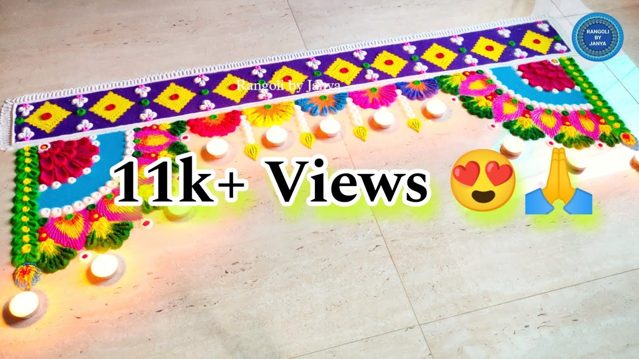 #12 Diwali Special Rangoli Design |Border Rangoli with Colours | Toran ...