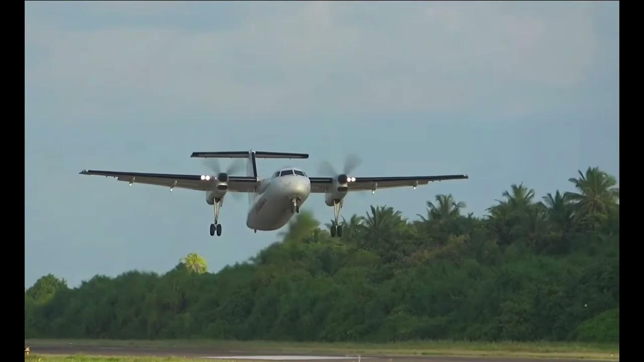 Maldivian Dash 8 Q300 Takeoff from Fuvahmulah 🌴 - YouTube