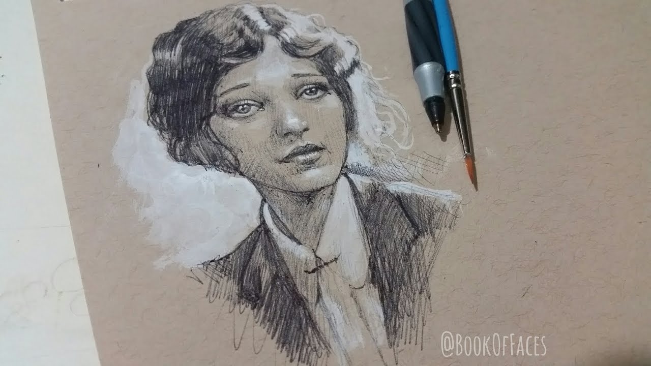 Drawing Dolores in my sketchbook with a Bic pen #BookOfFaces - YouTube