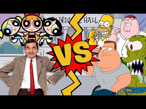 M.U.G.E.N. Battles | Mr. Bean/Blossom/Buttercup/Bubbles vs Peter/Homer/Joe/Kang