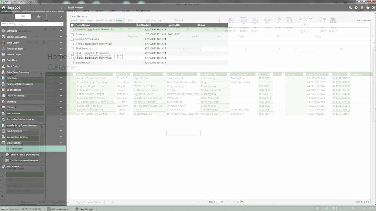 Sage 200 2015: Excel reporting - YouTube