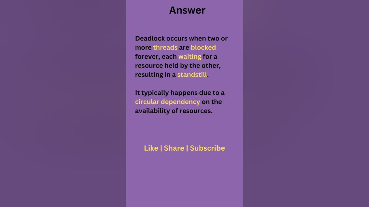 Deadlock In Java Multithreading Java Interview Question Javashorts Multithreadinginjava 