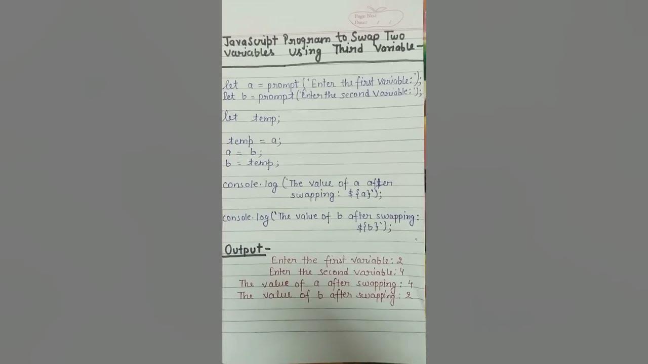 javascript program to swap two variables using third variable || Javascript - YouTube