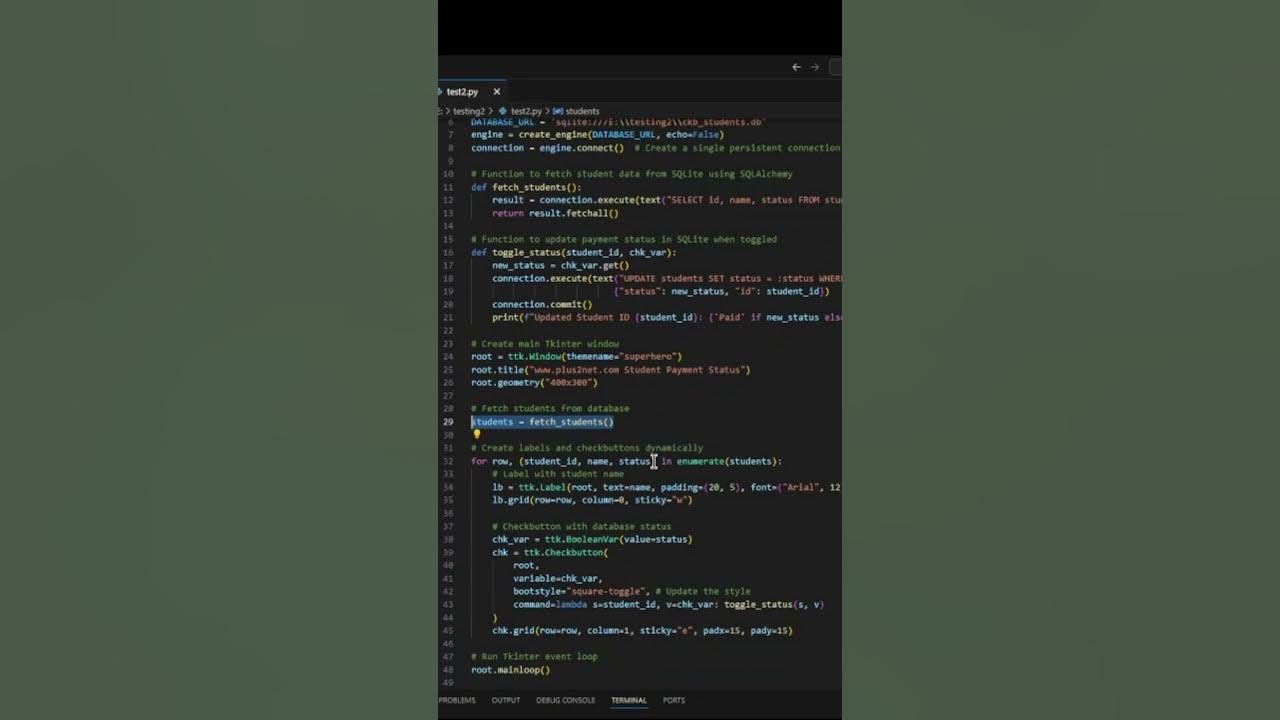 Reading data from SQLite database and updating status of checkbuttons initially in ttkboostrap ...