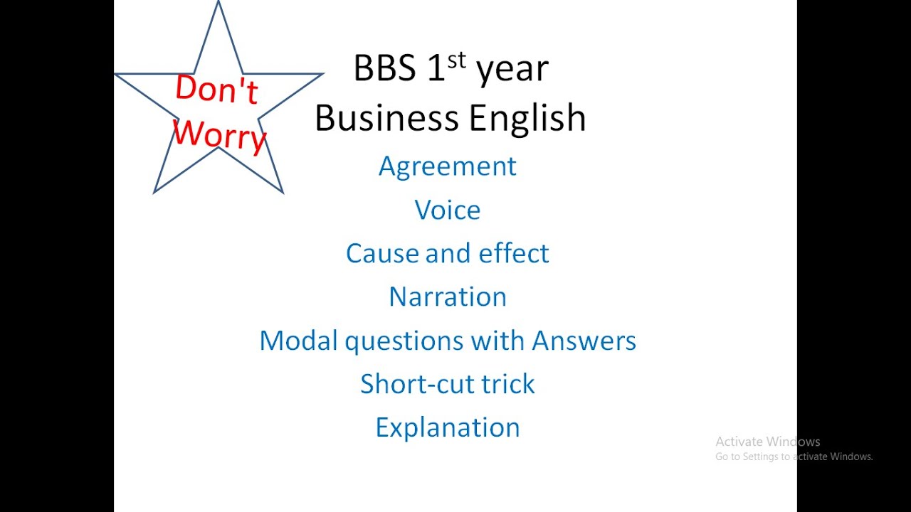 BBS 1st year English| Modal questions| Business English BBS| short cut ...
