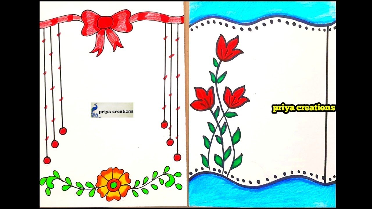 how to draw border designs for project | cute border designs | project ...