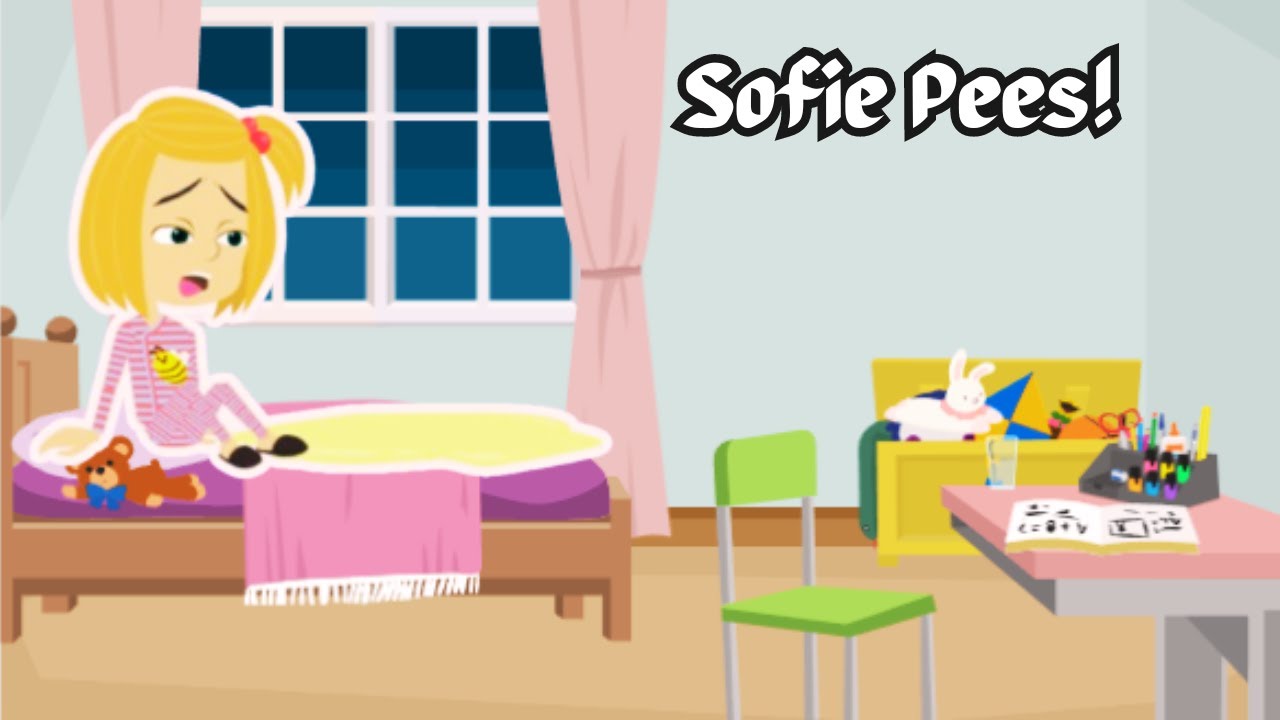 Needs to pee Cartoon | Cheeky Sofie wets the bed | Peed on the bed ...
