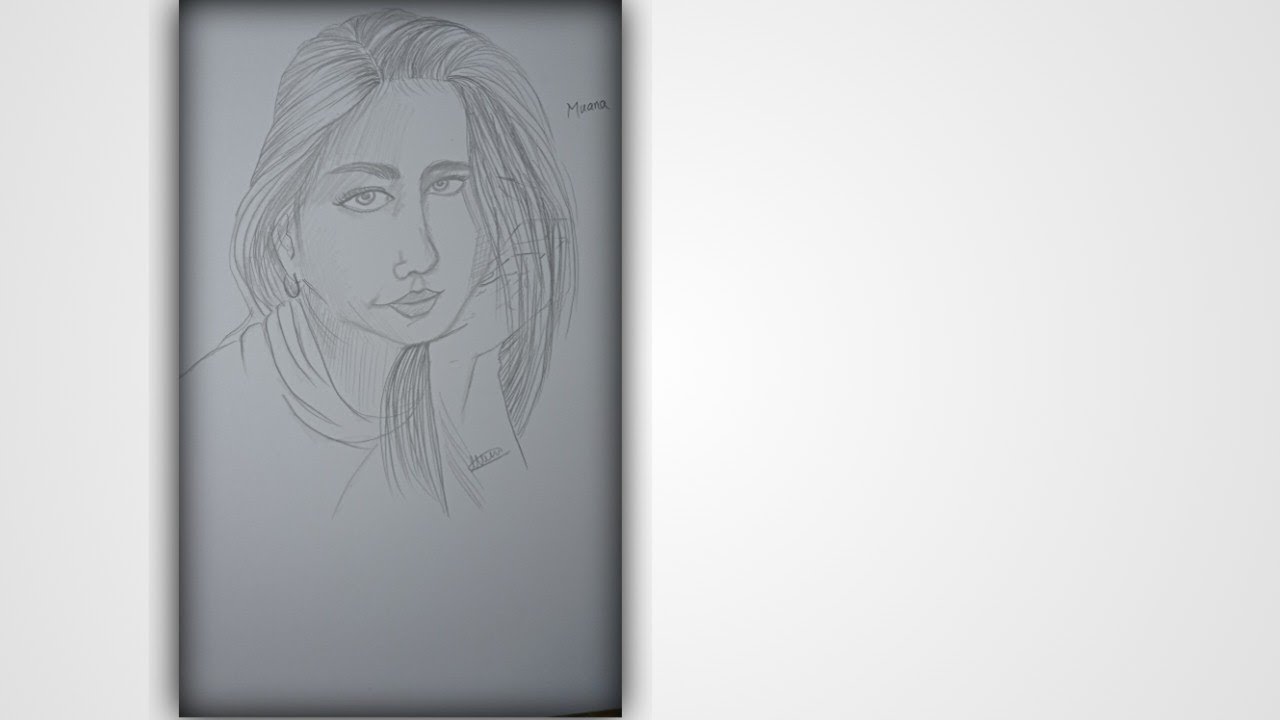 Drawing a beautiful lady step by step for beginners/how to draw a girl ...