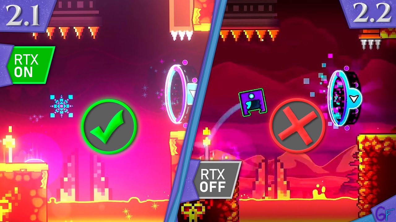 RTX:ON Geometry Dash 2.2 Sneak Peek Recreation in 2.1 - RTX Testing ...