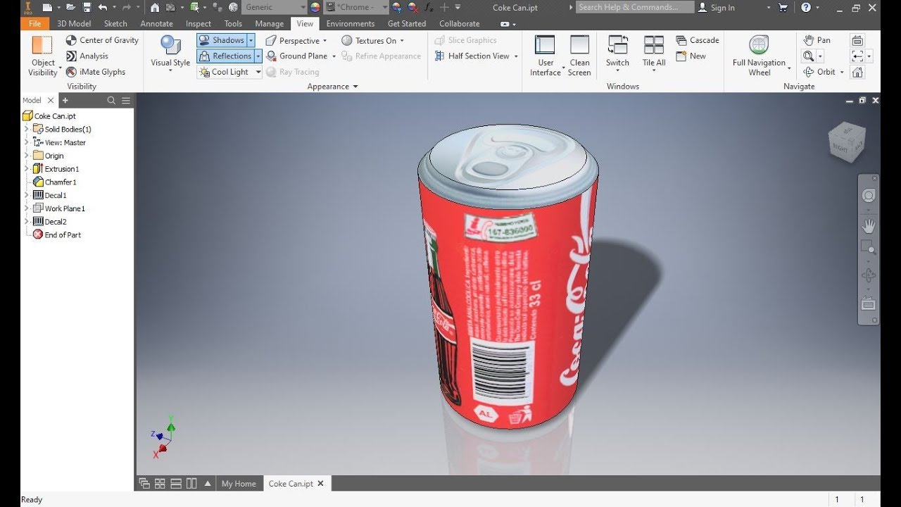 Autodesk inventor Tutorial Coke Can / Botol Kaleng Coca Cola (Decal ...