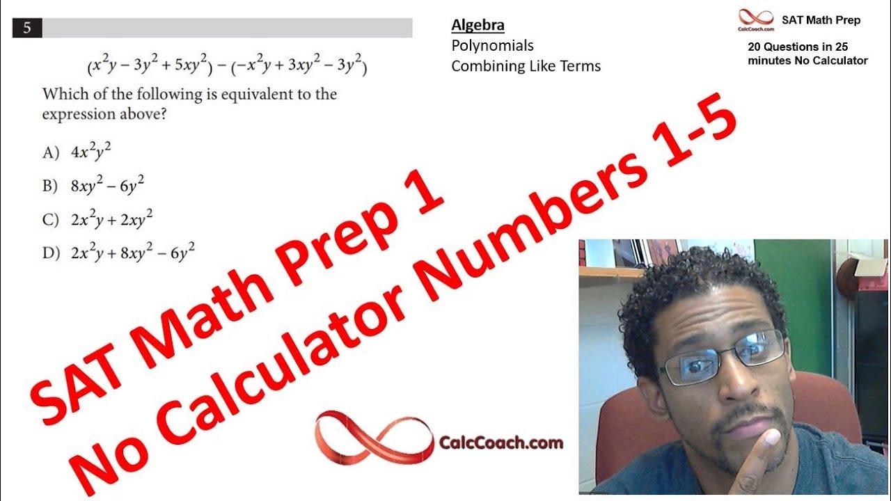 SAT Math Prep Practice 1 No Calculator numbers 1 through 5 - YouTube