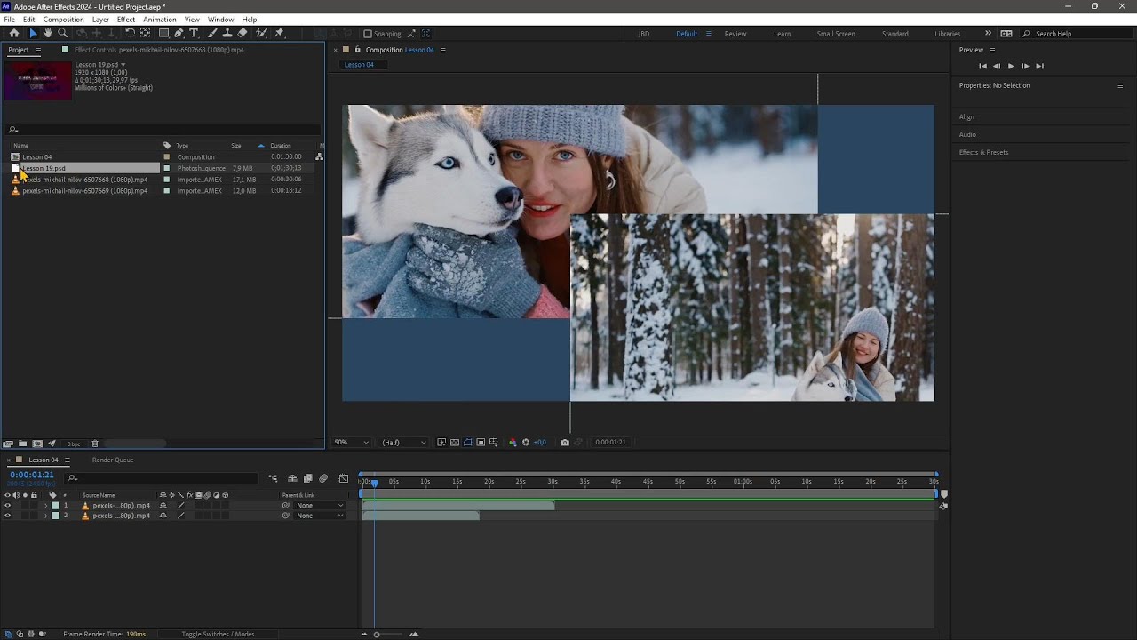 AFTER EFFECTS - Lesson 04 - New Composition, Settings, FPS, Codec ...