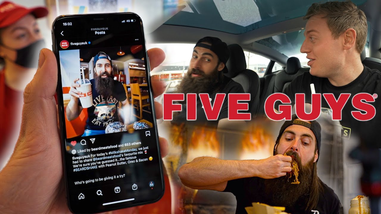 FIVE GUYS & PIT TRAY CHALLENGE with BEARD MEATS FOOD - YouTube