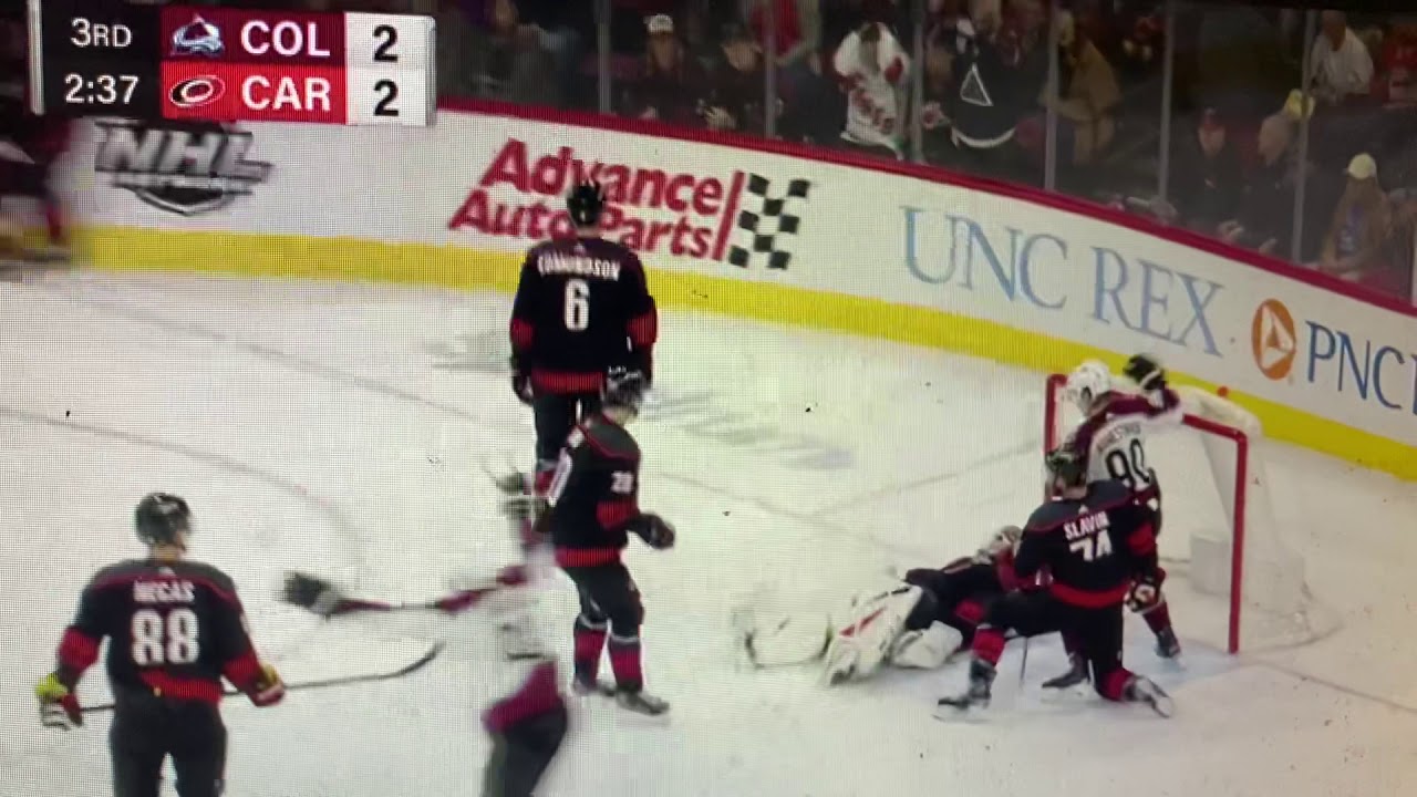 Conor McGahey calls Sam Girard’s game winning goal against Carolina Hurricanes - YouTube