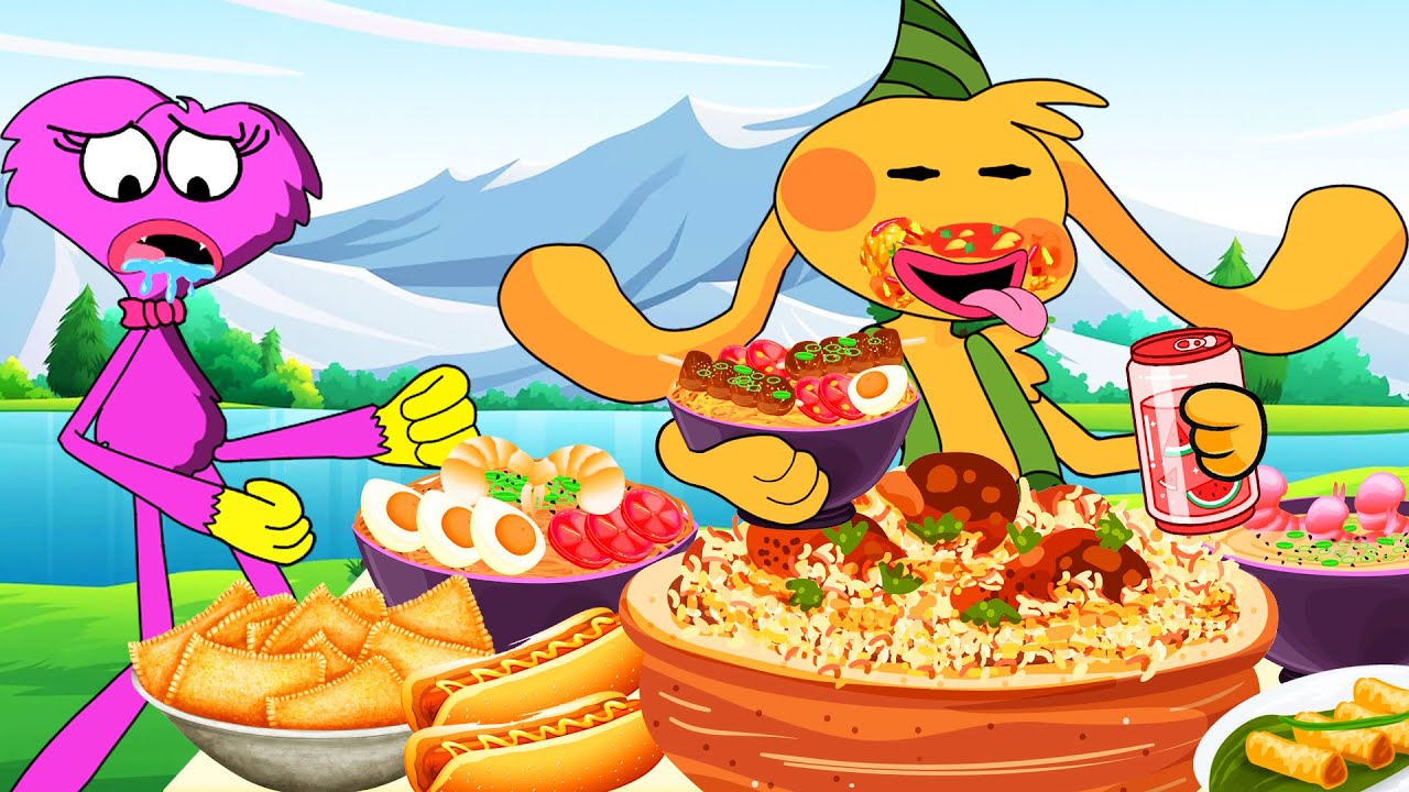 Delicious Pink Food Vs Yellow Food | Mukbang Animation Huggy Wuggy Vs ...