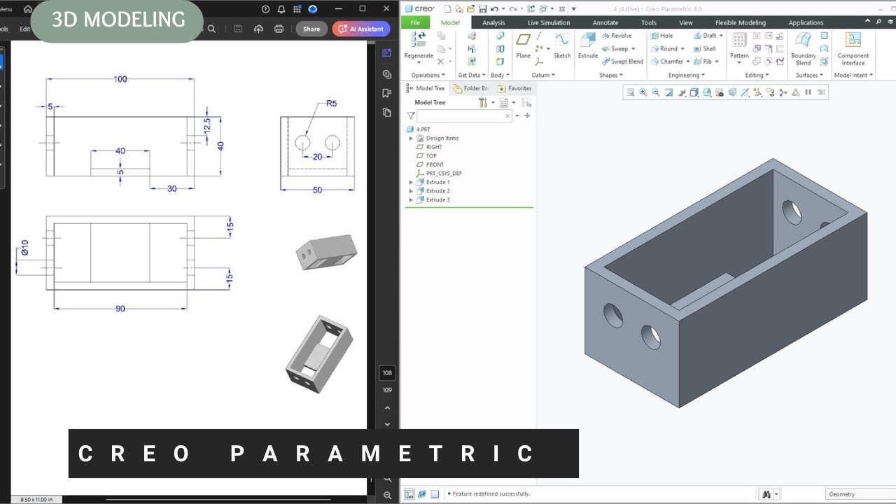 Creo modeling for beginners - YouTube