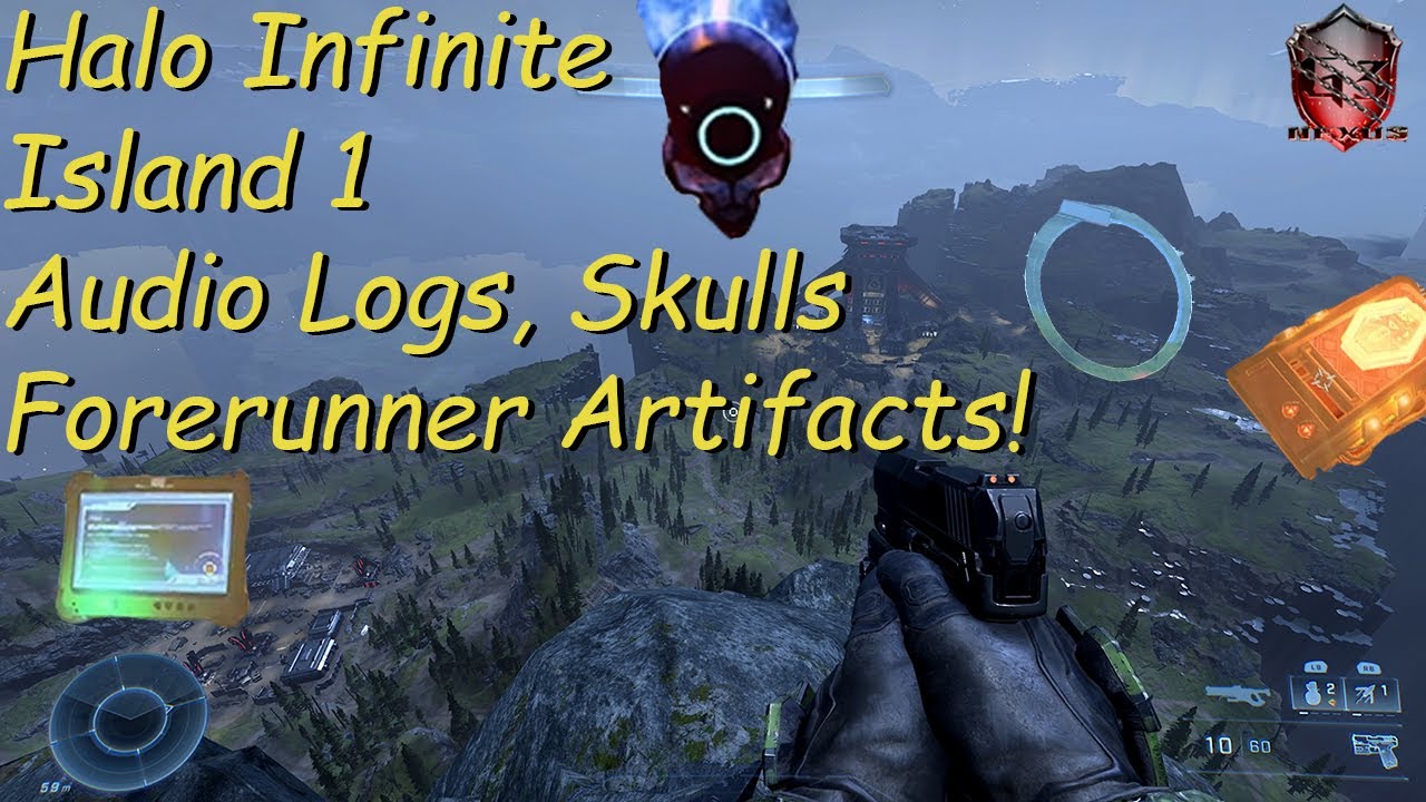 All Skulls! Audio Logs & Forerunner Artifacts! Island 1! Halo Infinite ...