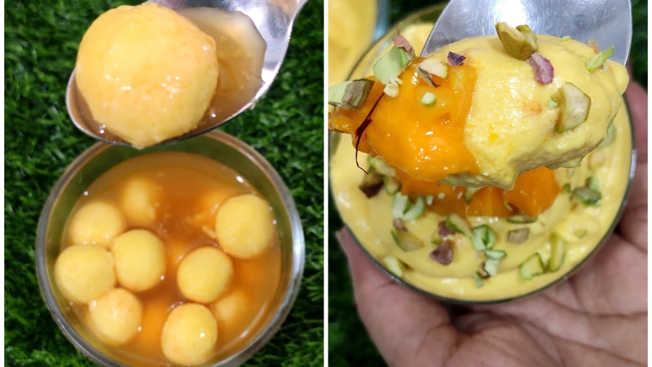 Two recipes in one video ️ || Mango Shrikhand & Mango Rasgulla || #food ...