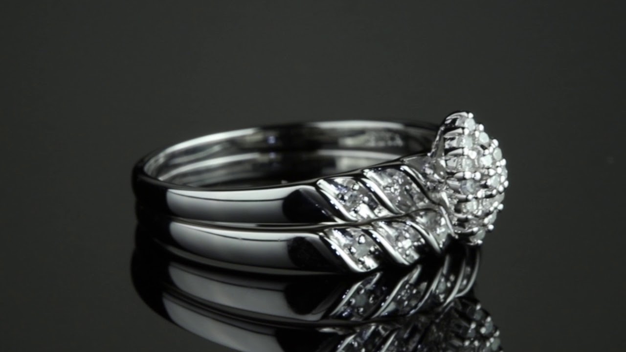 Round Diamond Two-Piece Bridal Set In Platinum Over .925 Sterling ...