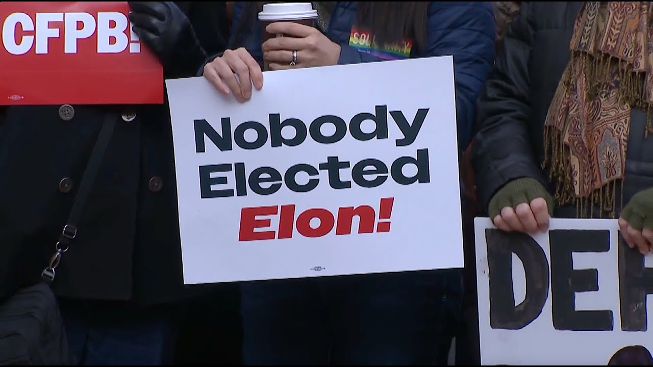 Protests Erupt Over CFPB Shutdown Under Trump Administration - YouTube