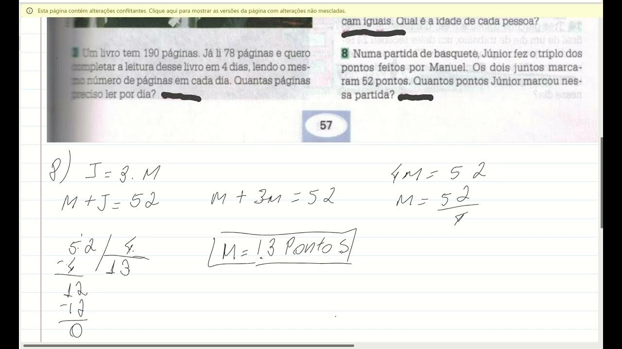 EXERCÍCIO 8 CAPÍTULO 3, 6° ano página 57 atividades G19 RESOLVENDO PROBLEMAS - YouTube