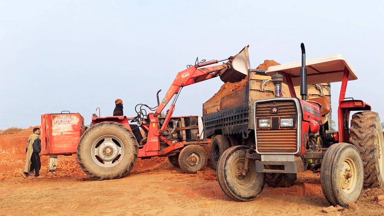 Jcb Loader Loading Mud in Mahindra Tractor with Trolly - YouTube