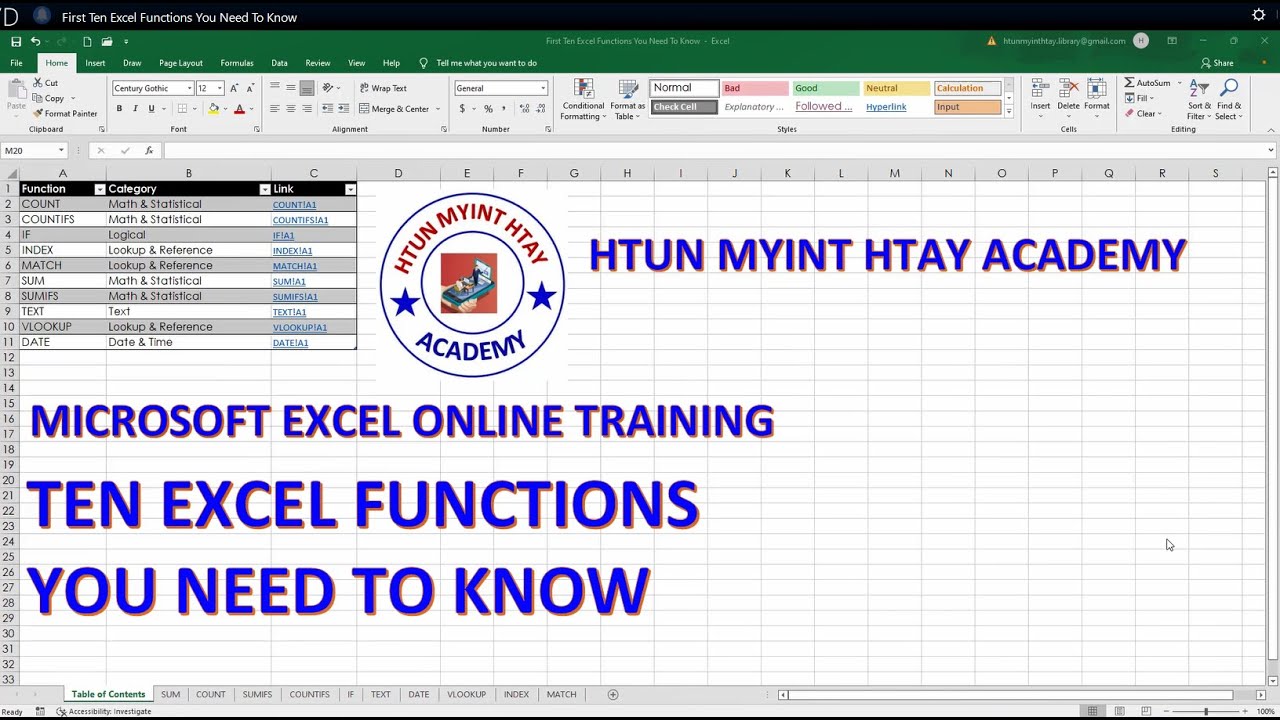 First Ten Excel Functions You Need To Know YouTube First Ten Excel Functions You Need To Know YouTube
