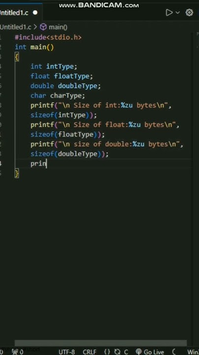 C Program To Find The Size Of Int Float Double Char C Language Shorts Short Trending Youtube