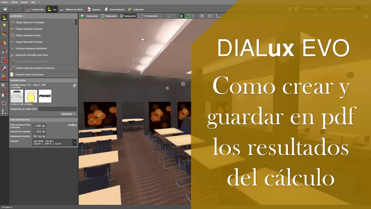 Como crear y guardar en pdf los resultados del cálculo en DIALux EVO - YouTube